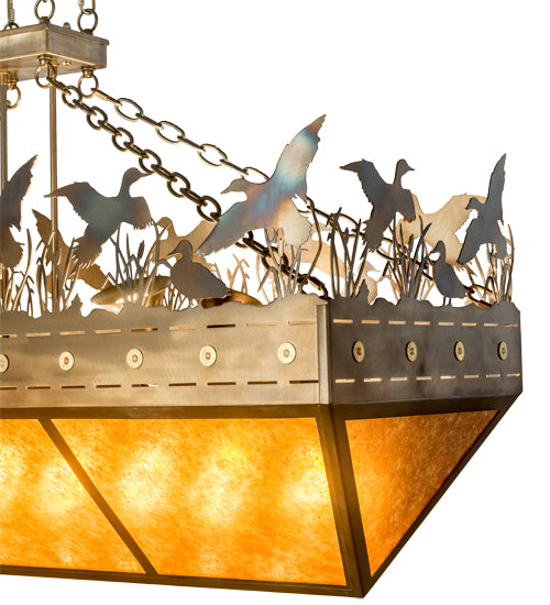48"L Ducks in Flight Oblong Inverted Pendant-Upscale Rustic Pendant ...
