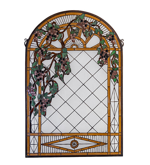 24"W X 36"H Grape Diamond Trellis Floral Stained Glass Window-Shop Now ...