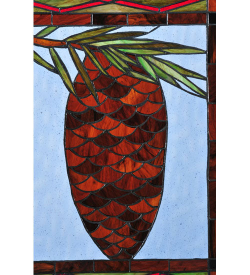 16"W X 18"H Pinecone Stained Glass Window-Perfect Accent Rustic Home ...
