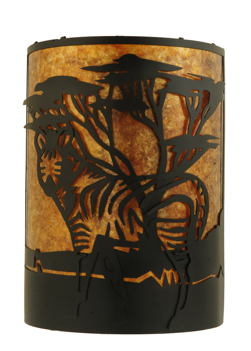 12"W Zebra Wildlife Left Wall Sconce-Light Up Your Vanity With Style ...