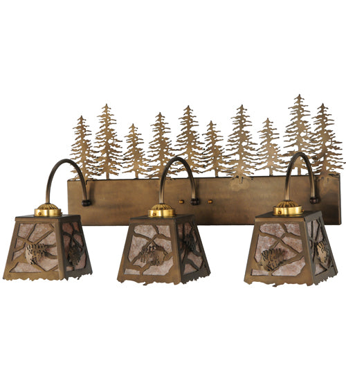 28"L Rustic Lodge Spruce Pine 3 Lt Vanity Light-Light Up Your Vanity ...
