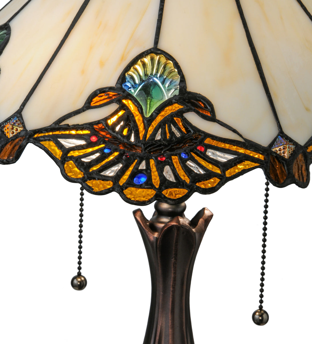 21"H Shell With Jewels Stained Glass Table Lamp-Accent Your Decor ...