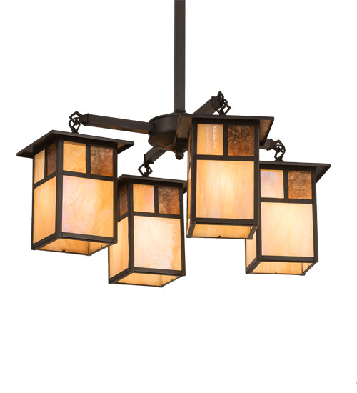 25"W Hyde Park "T" Mission 4 Lt Chandelier-Perfect Mission Centerpiece ...