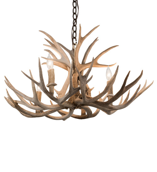 30"W Antlers Mule Deer 4 Lt Chandelier-Stunning Rustic Chandelier ...