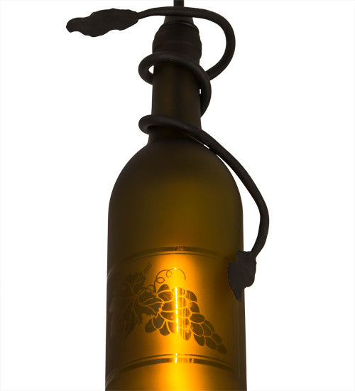 3"W Tuscan Vineyard Etched Grapes Wine Bottle Mini Pendant-Ships Free ...