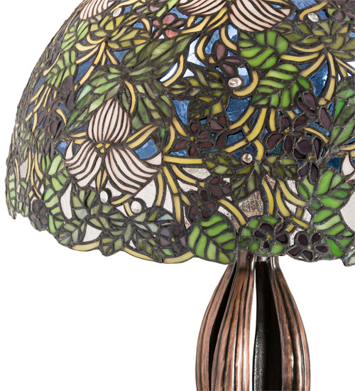 30"H Trillium & Violet Stained Glass Table Lamp-Complement Your Decor ...