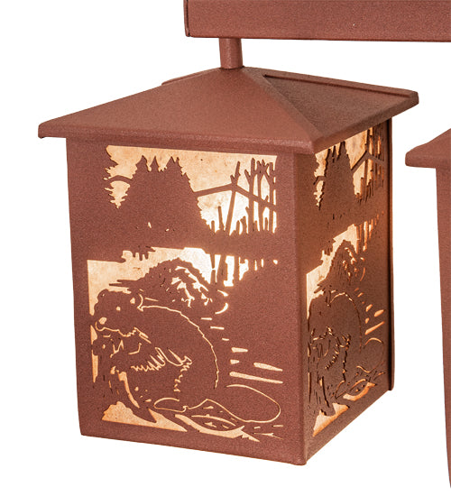 27"W Beaver at Work 3 Light Vanity Light-Light Up Your Rustic Vanity ...